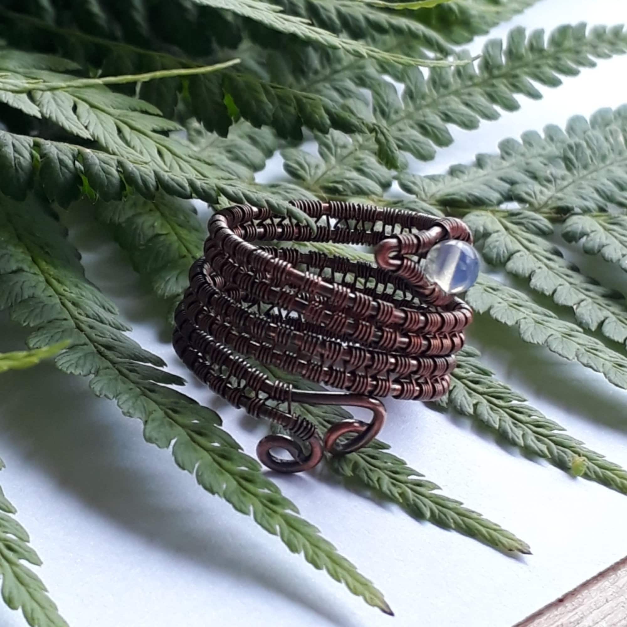 Moonstone Copper Wire Wrapped Snake Ring Funky Festival Boho - Etsy