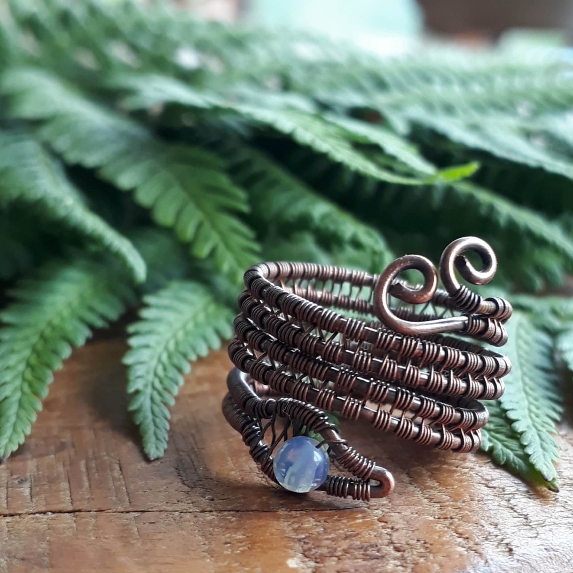 Moonstone Copper Wire Wrapped Snake Ring Funky Festival Boho - Etsy