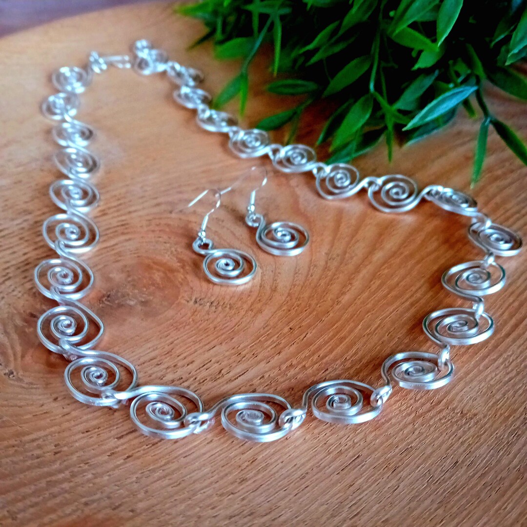 Alice Silver Spiral Celtic Necklace and Earring Set: Wedding Jewelry - Etsy