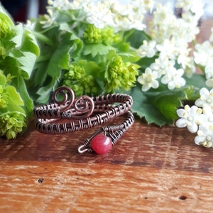 Jade Copper Adjustable Snake Ring, Rings for Men or Women, Oxidised ...
