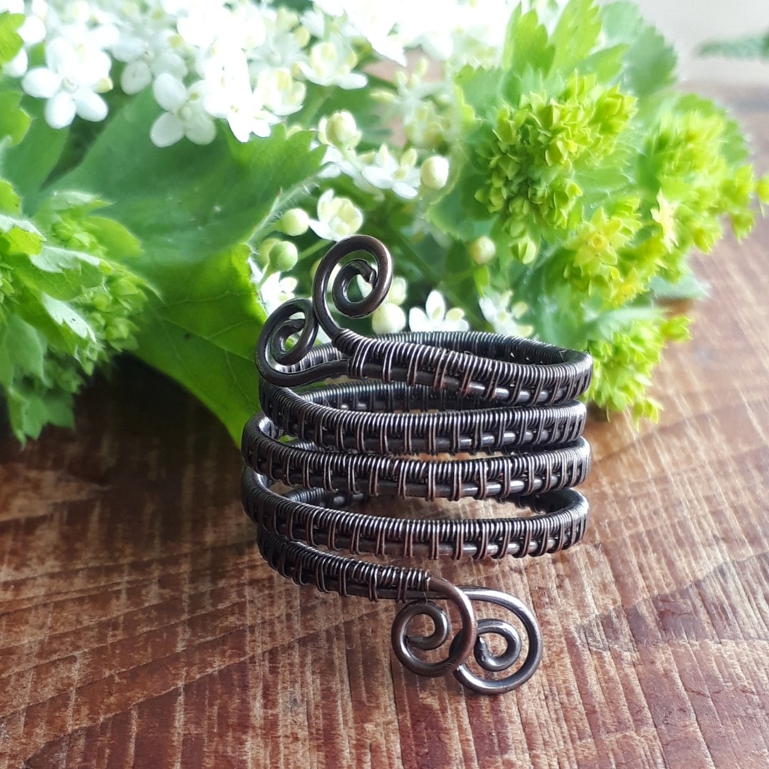 Copper Wire Spiral Ring, Adjustable Wire Wrapped Snake Ring, Boho ...