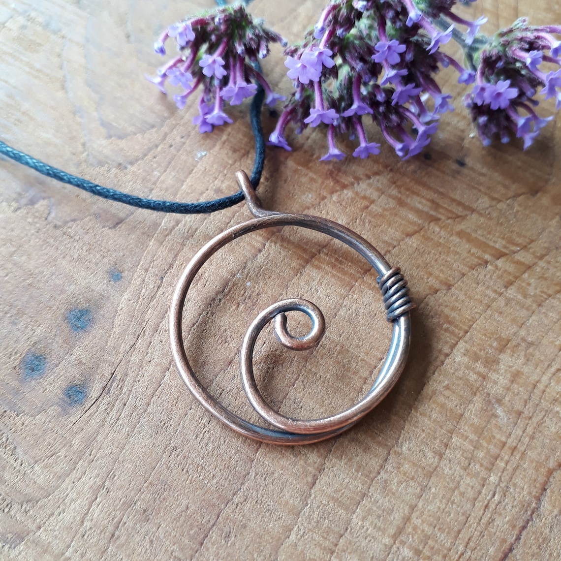 Copper Hoop Spiral Pendant Necklace Handmade Jewellery - Etsy