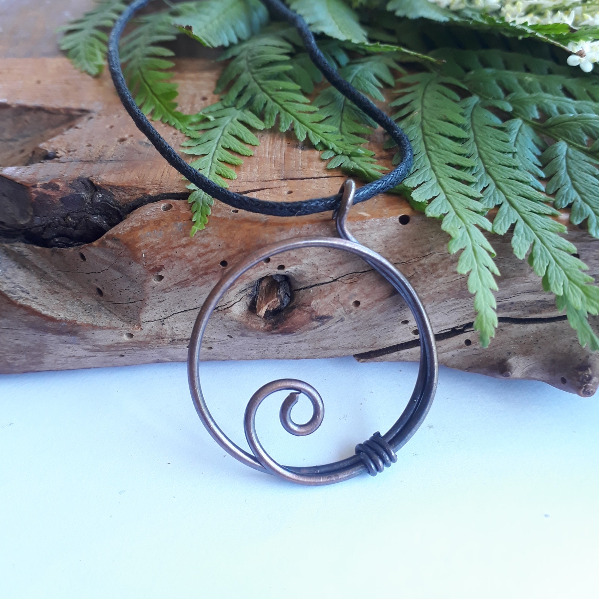 Copper Hoop Spiral Pendant, Necklace, Handmade Jewellery, Viking ...
