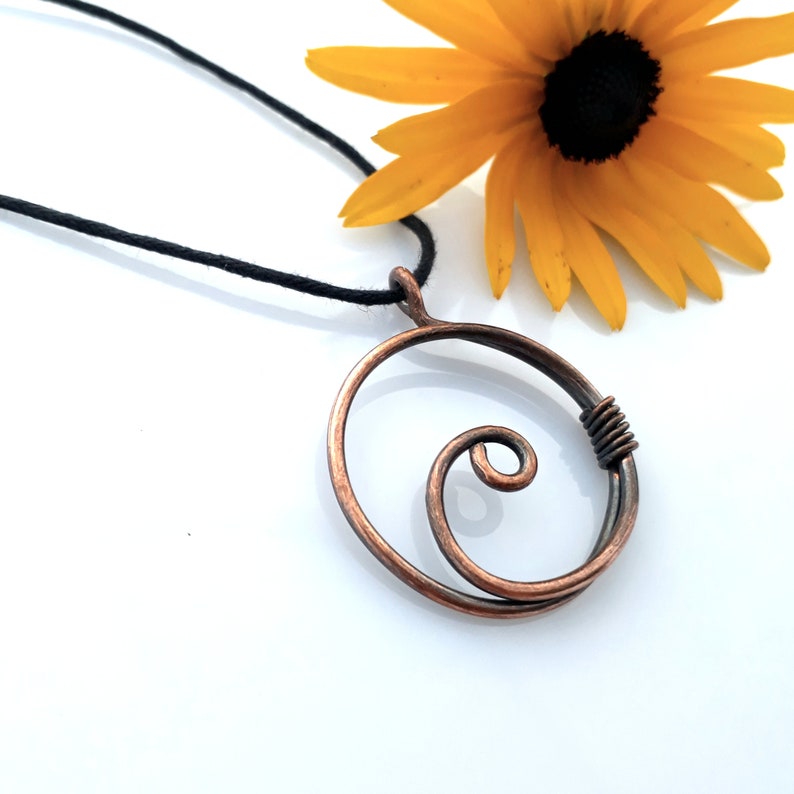 Copper Hoop Spiral Pendant, Necklace, Handmade Jewellery, Viking ...