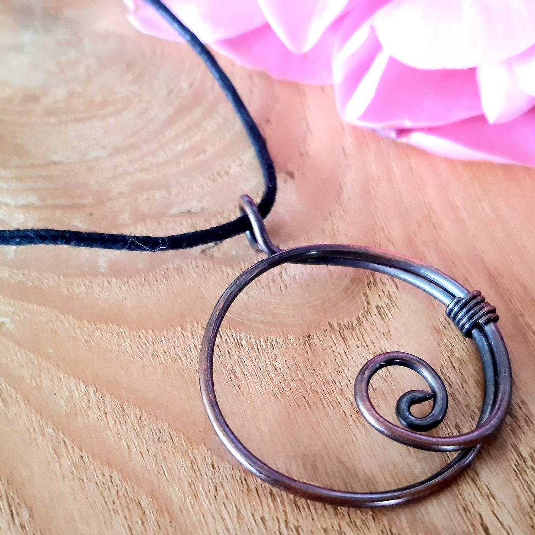 Copper Hoop Spiral Pendant, Necklace, Handmade Jewellery, Viking ...