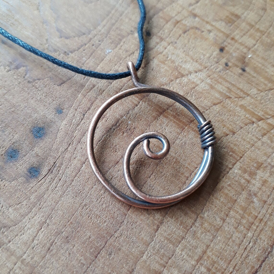 Copper Hoop Spiral Pendant Necklace Handmade Jewellery - Etsy