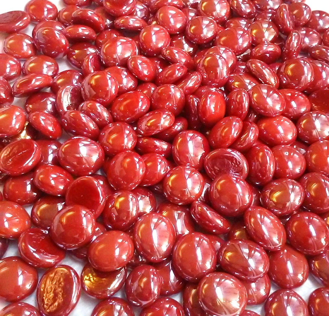 100 Opal Red Irid Small Glass Gems Stones, Mosaic Pebbles, Centerpiece ...