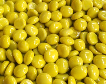 Creative Stuff Glass - 25 Opal Lime Yellow Small Glass Gems Stones ...