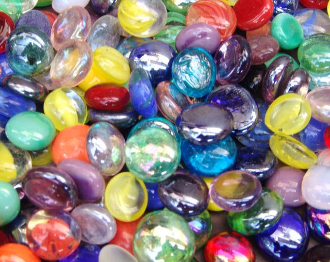 100 Mixed Colors Glass Gems Stones, Mosaic Pebbles, Centerpiece Flat ...