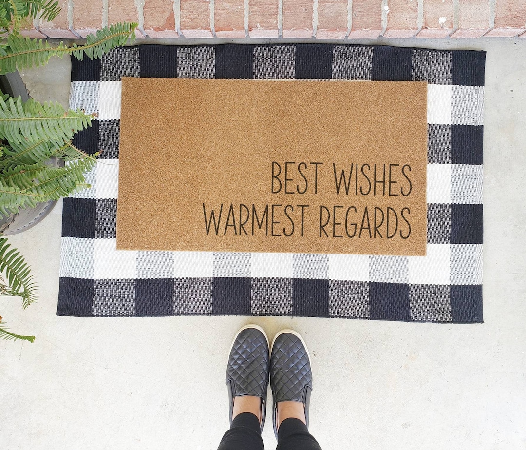 Best Wishes Warmest Regards Front Door Mat Entry Rug Housewarming Gift ...