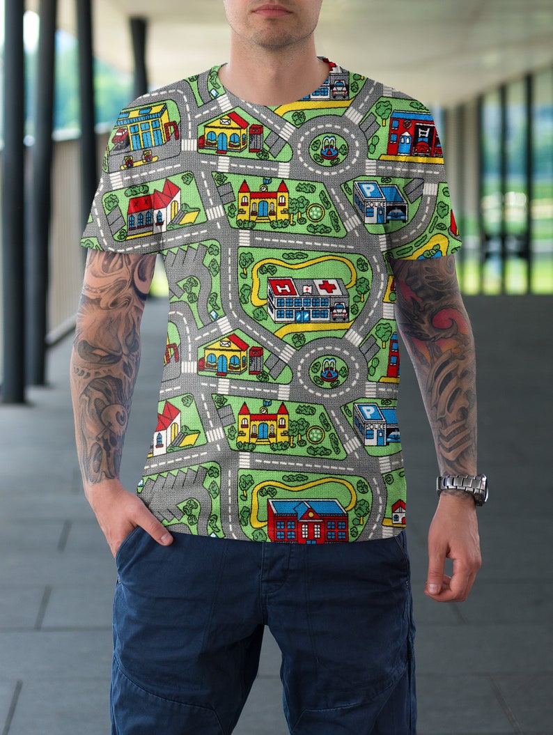 Track Carpet Nostalgia Play Rug Road Shirt - Funny Roads Childhood Cars ...