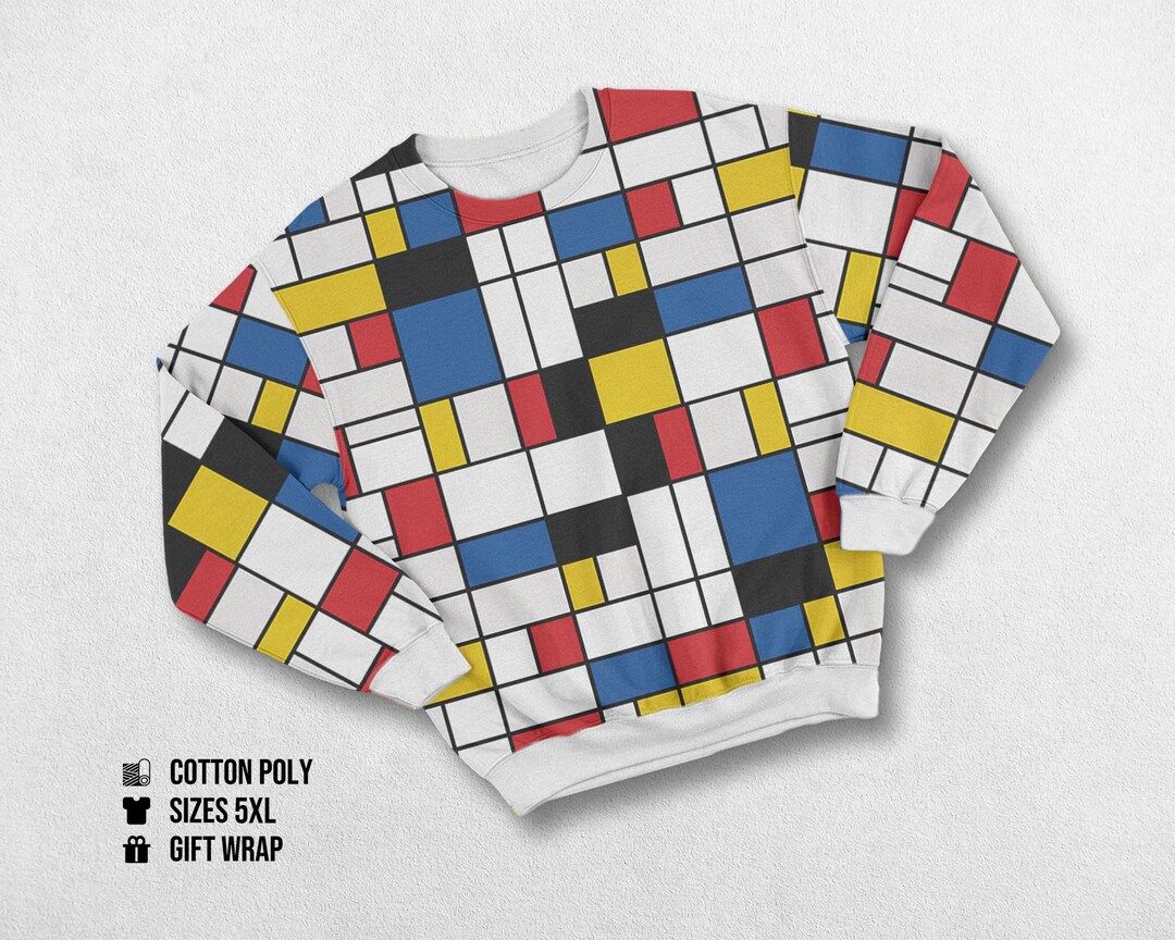Retro Nostalgia Piet Mondrian Geometric Pattern Graphic Sweatshirt ...
