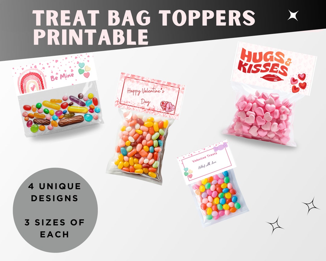Valentines Treat Bag Toppers / Goody Bag Topper / Treat Bag Label - Etsy