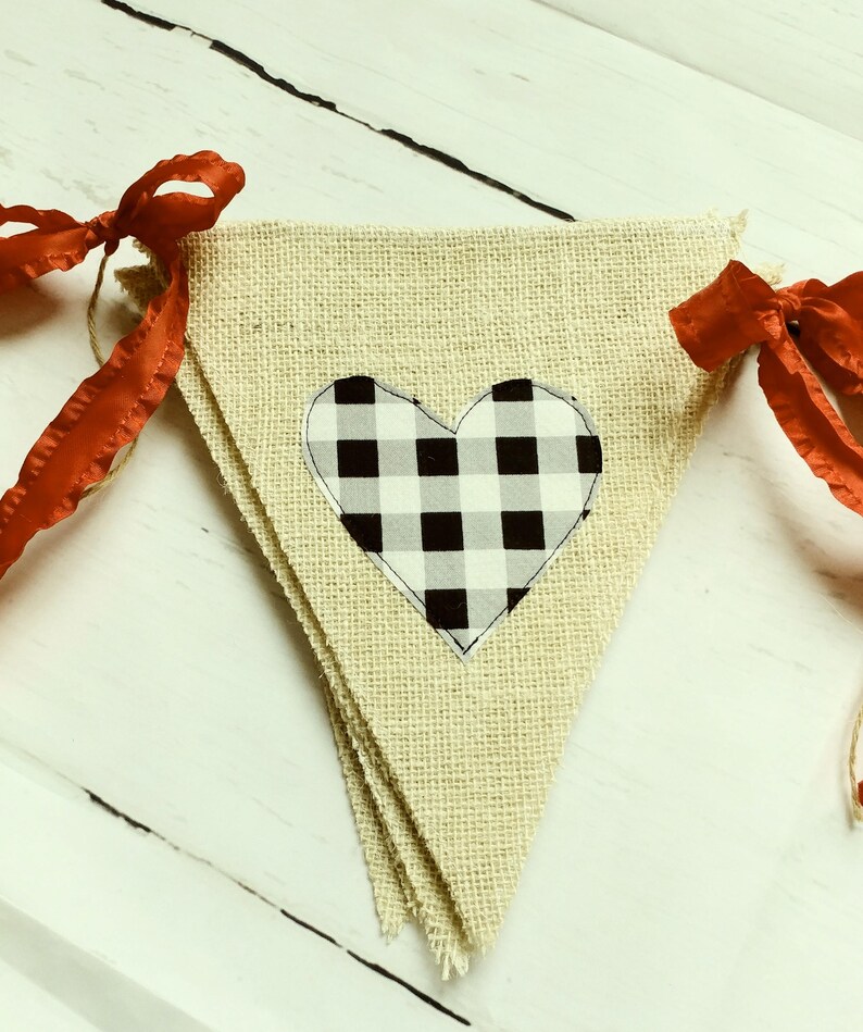 Valentine's Day Banner Heart Banner Buffalo Check Heart | Etsy