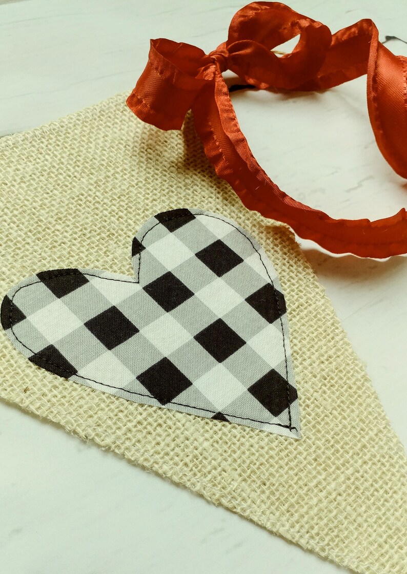 Valentine's Day Banner Heart Banner Buffalo Check Heart | Etsy