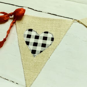 Valentine's Day Banner Heart Banner Buffalo Check Heart - Etsy
