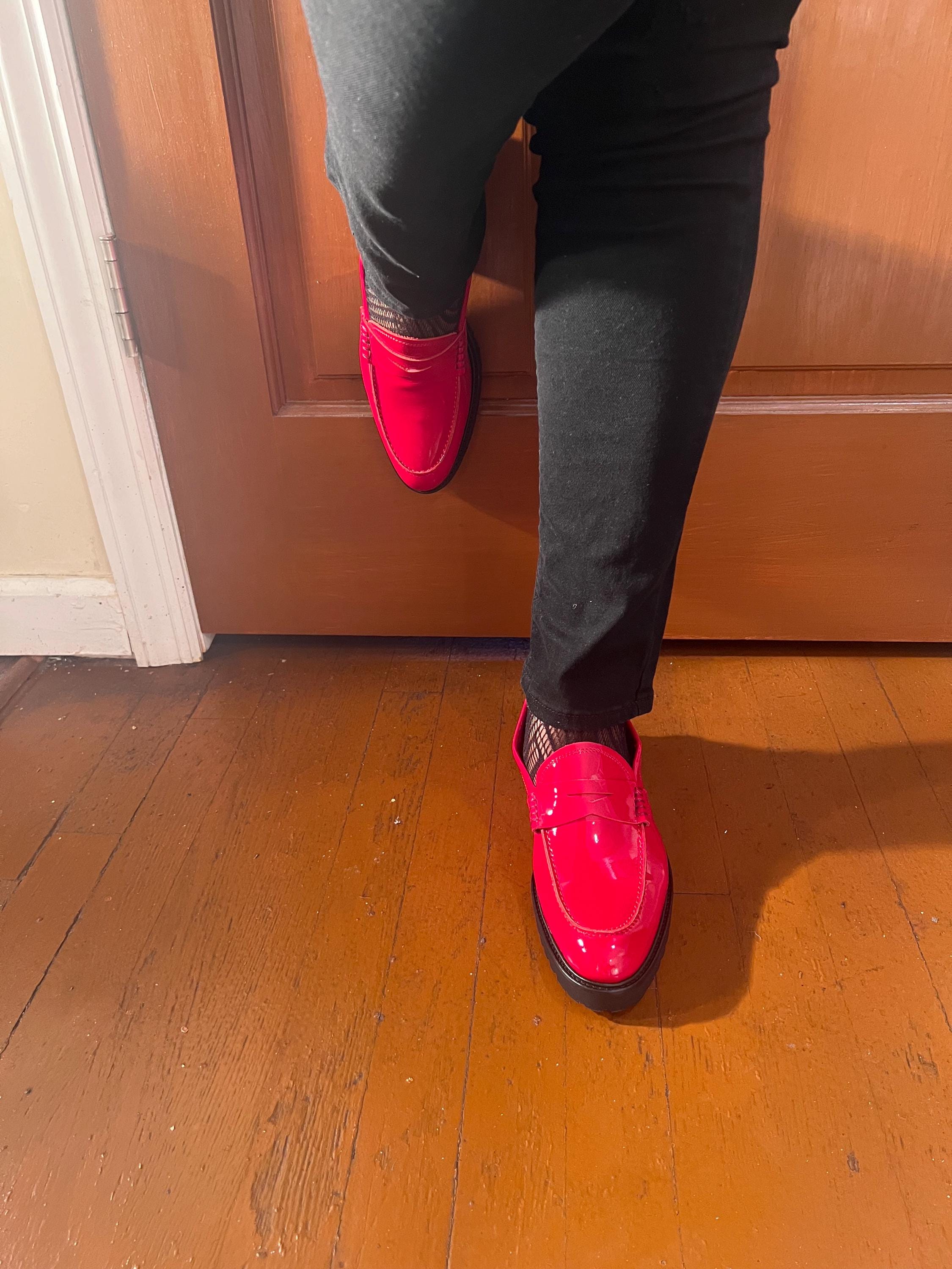 Shoeswingers Women Red Patent Leather Loafer With Commando Sole - Etsy