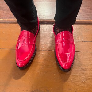 Shoeswingers Women Red Patent Leather Loafer With Commando Sole - Etsy