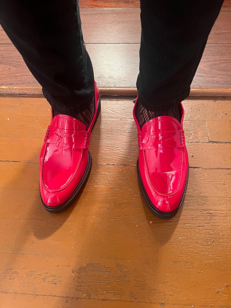 Shoeswingers Women Red Patent Leather Loafer With Commando Sole - Etsy