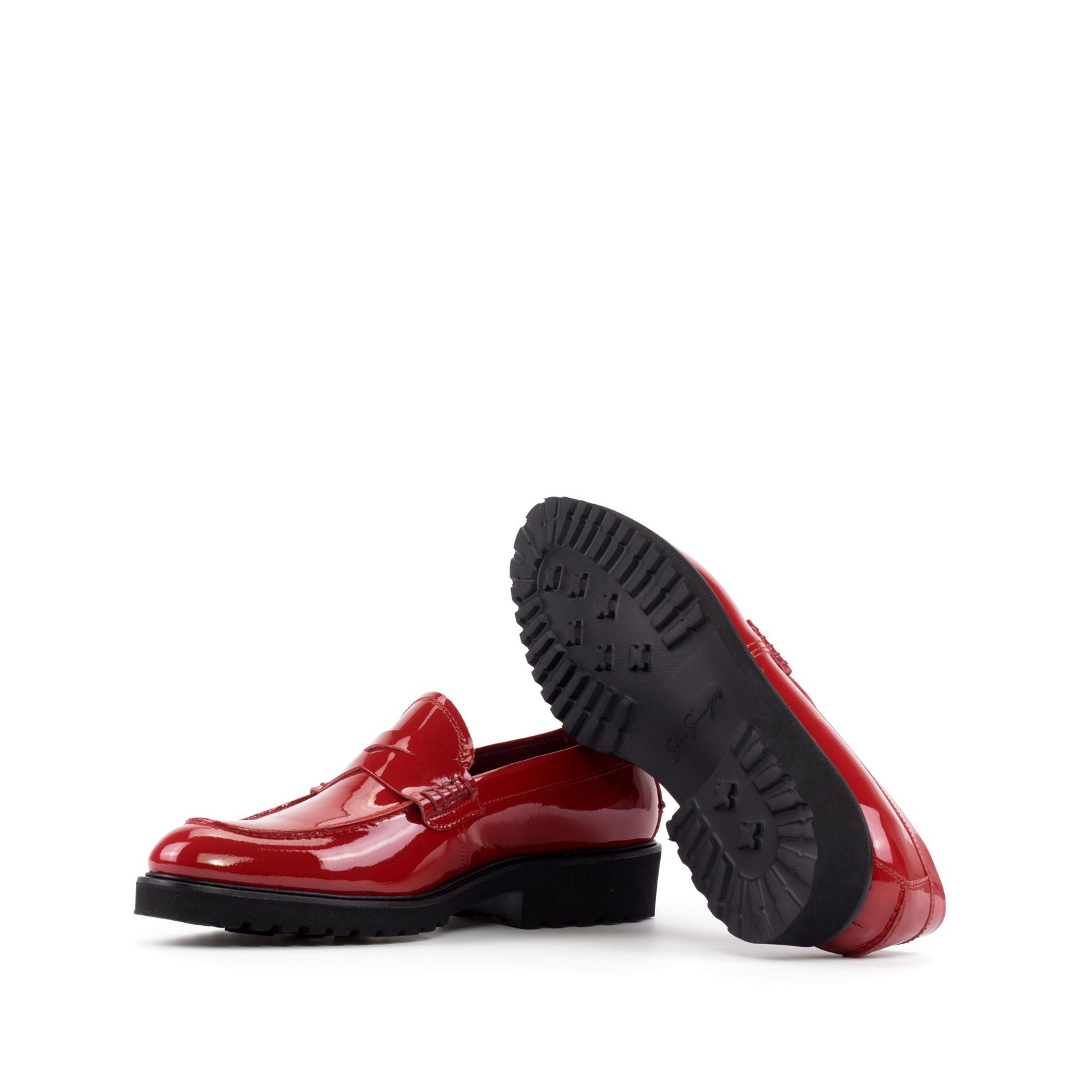 Shoeswingers Women Red Patent Leather Loafer With Commando Sole - Etsy