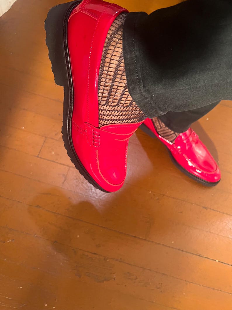 Shoeswingers Women Red Patent Leather Loafer With Commando Sole - Etsy
