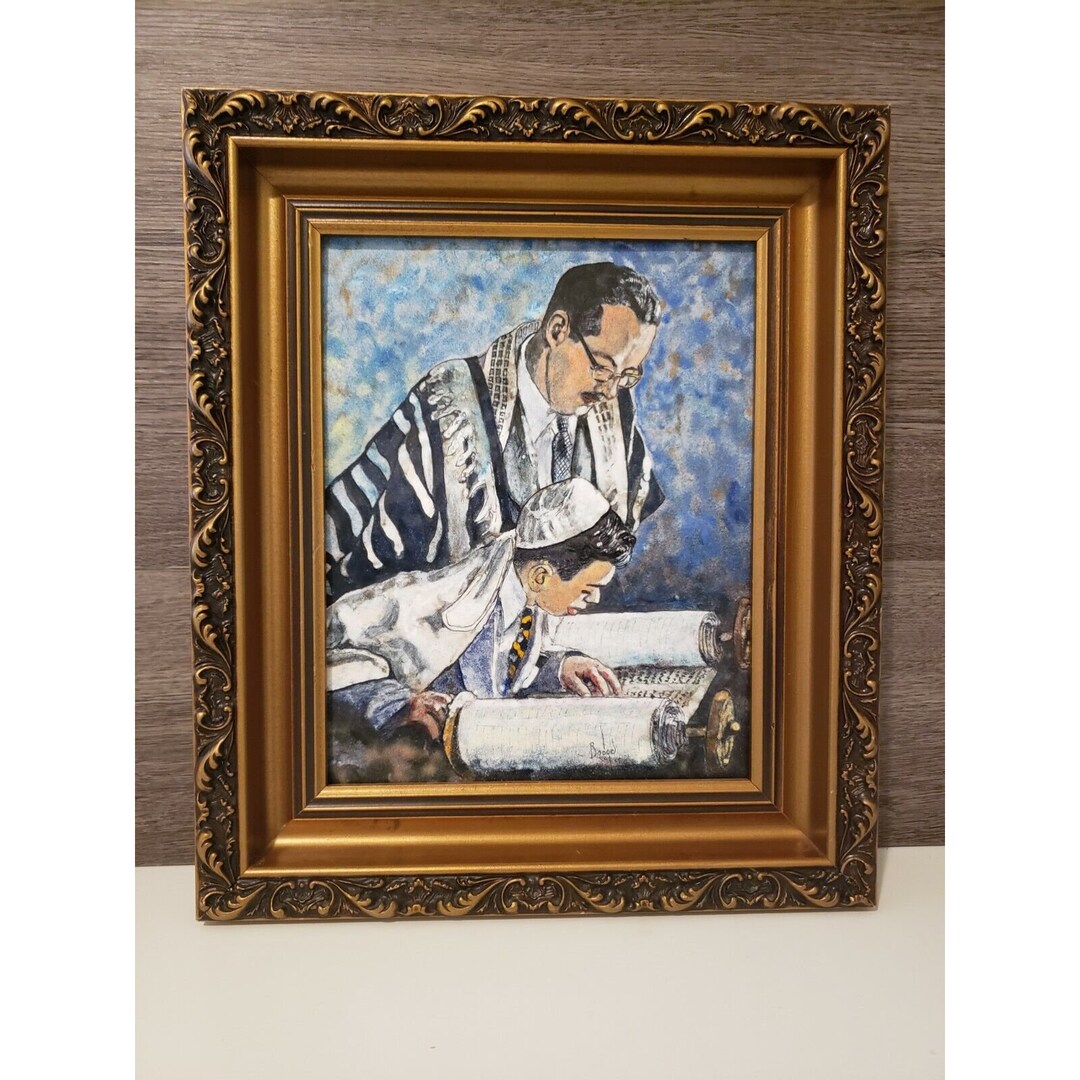 Jewish Torah Original Framed Signed Art Robert Bodge Enamel on Copper ...