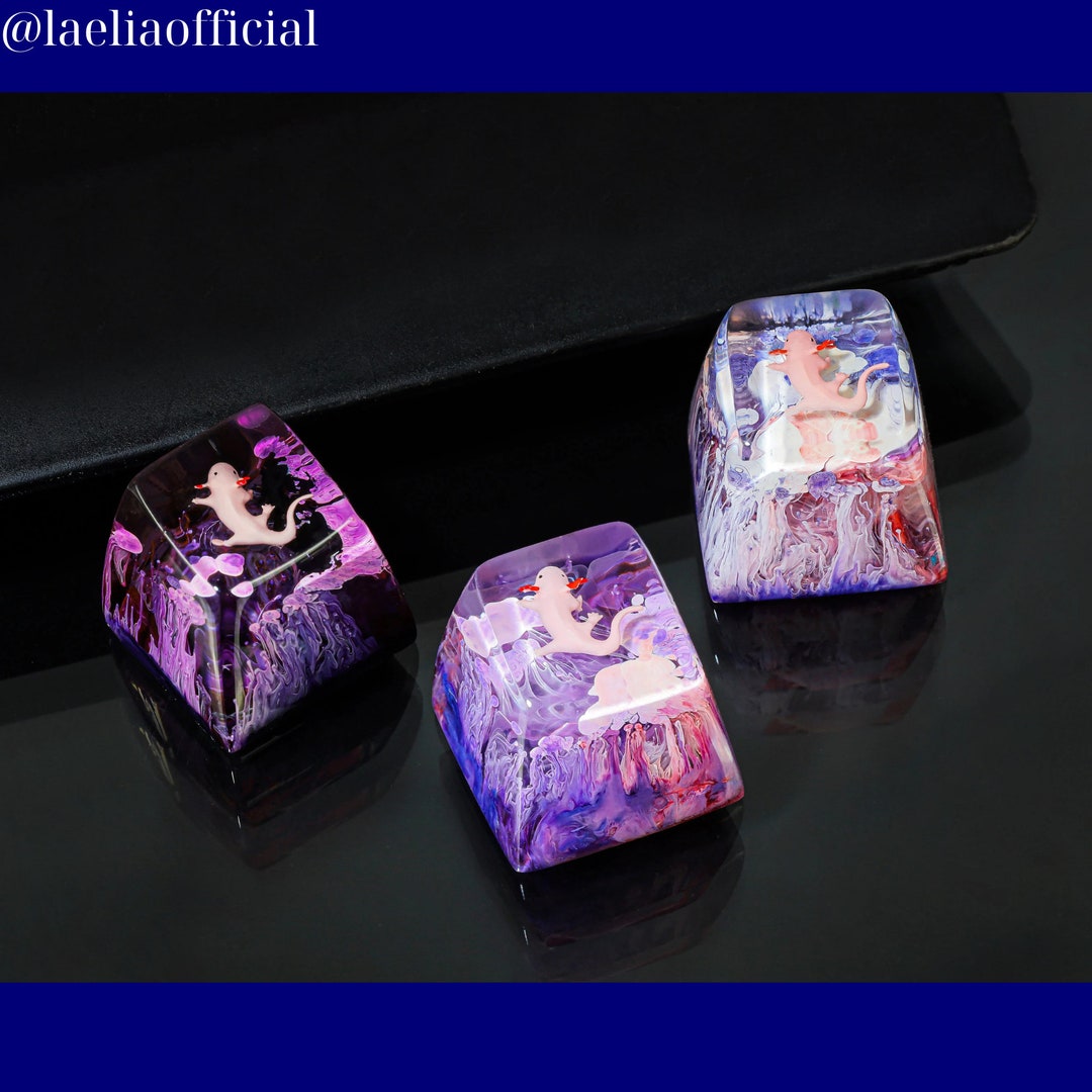 Purple Axolotl Artisan Keycap, Custom Keycap, Artisan Keycap, Cherry Mx ...