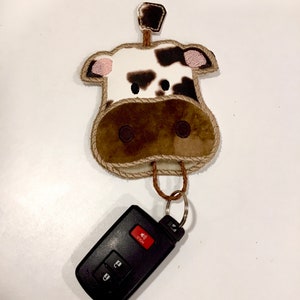 Pull Down Cute Cow Key Sleeve, Handmade Cow Key Keeper Pouch, Key Case ...