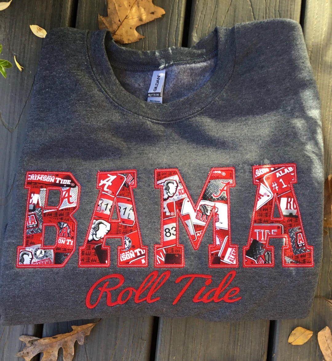 Alabama Football Game Day Sweatshirt-red and White Embroidered Applique ...
