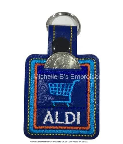 Embroidered Aldi Quarter Holder Keychain Shopping Cart Key Fob BLUE - Etsy