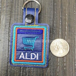 Embroidered Aldi Quarter Holder Keychain Shopping Cart Key Fob BLUE - Etsy