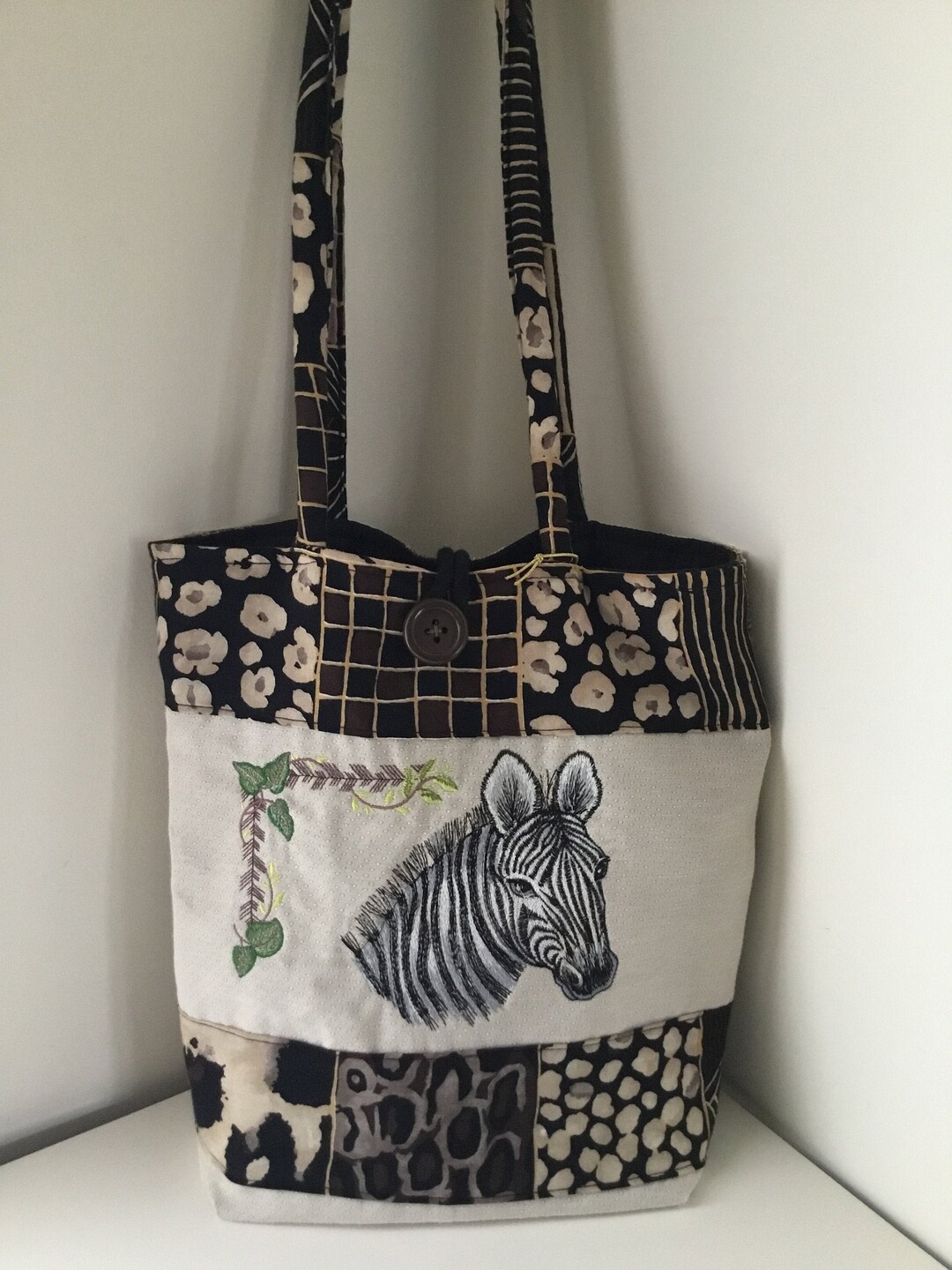 Zebra Embroidered Purse-jungle Zebra Safari Tote Bag With - Etsy