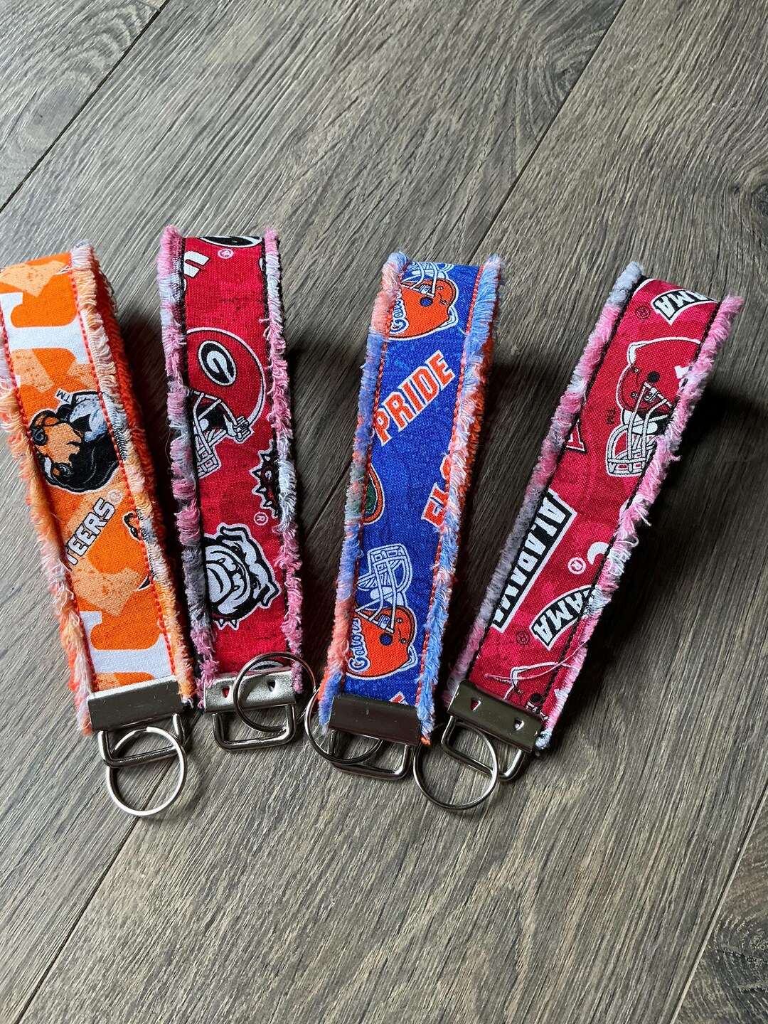 Embroidered College Football Team Wristlet Keychain: Handmade Key Fob ...