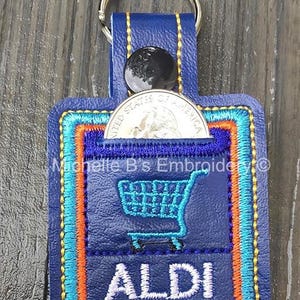 Embroidered Aldi Quarter Holder Keychain Shopping Cart Key Fob BLUE - Etsy