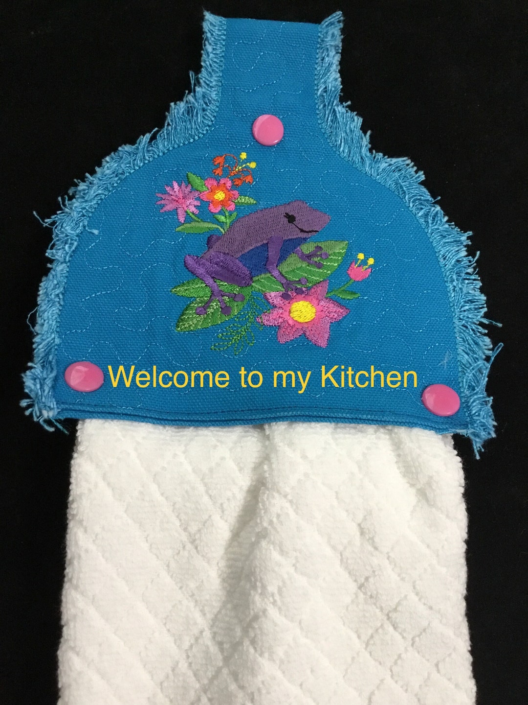 Personalized Tropical Tree Frog Kitchen Towel Topper-towel Hanger-house ...