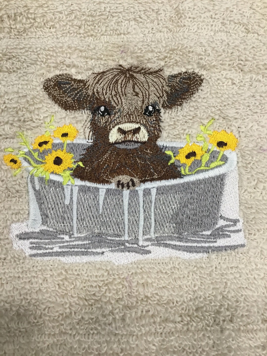 Cow Baby Highland Cow Machine Embroidery Design- Cute Cow in Wash Tub ...