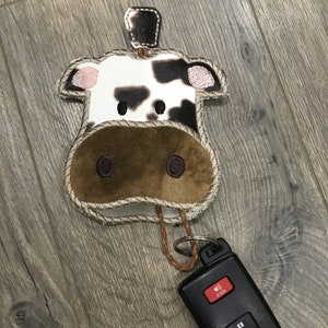 Pull Down Cute Cow Key Sleeve, Handmade Cow Key Keeper Pouch, Key Case ...