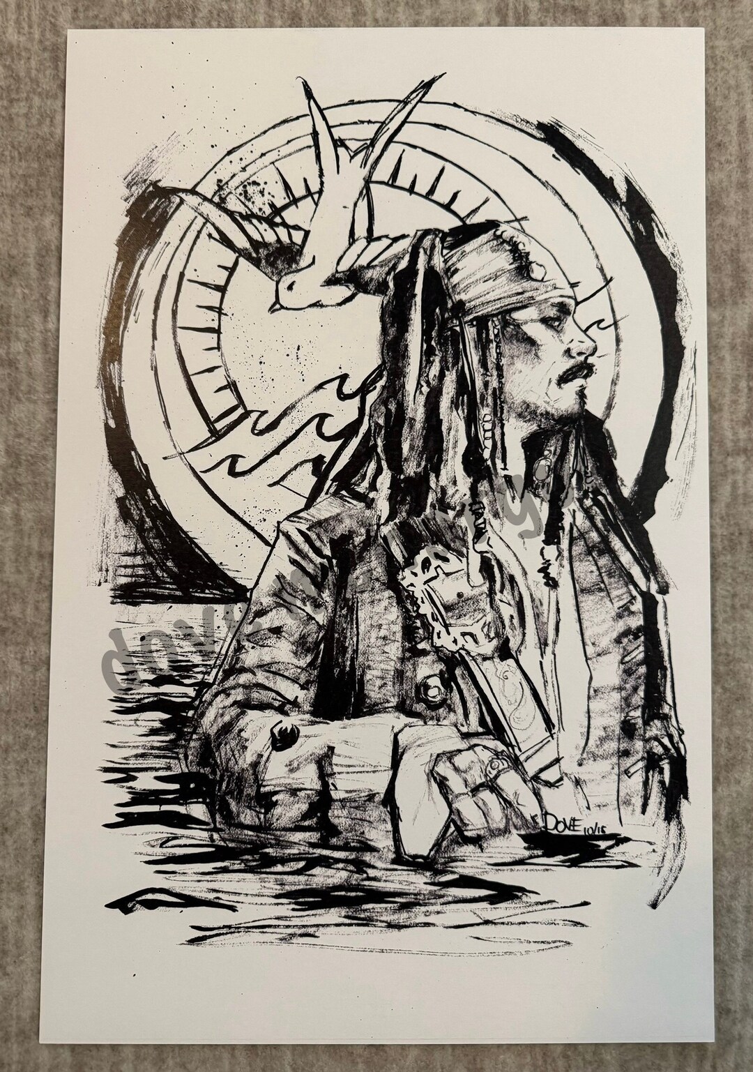 Pirates of the Caribbean 'captain Jack Sparrow' 11" X 17" Black and ...
