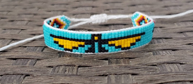 Thunderbird Seed Bead Bracelet Native Bead Loom Customizable - Etsy