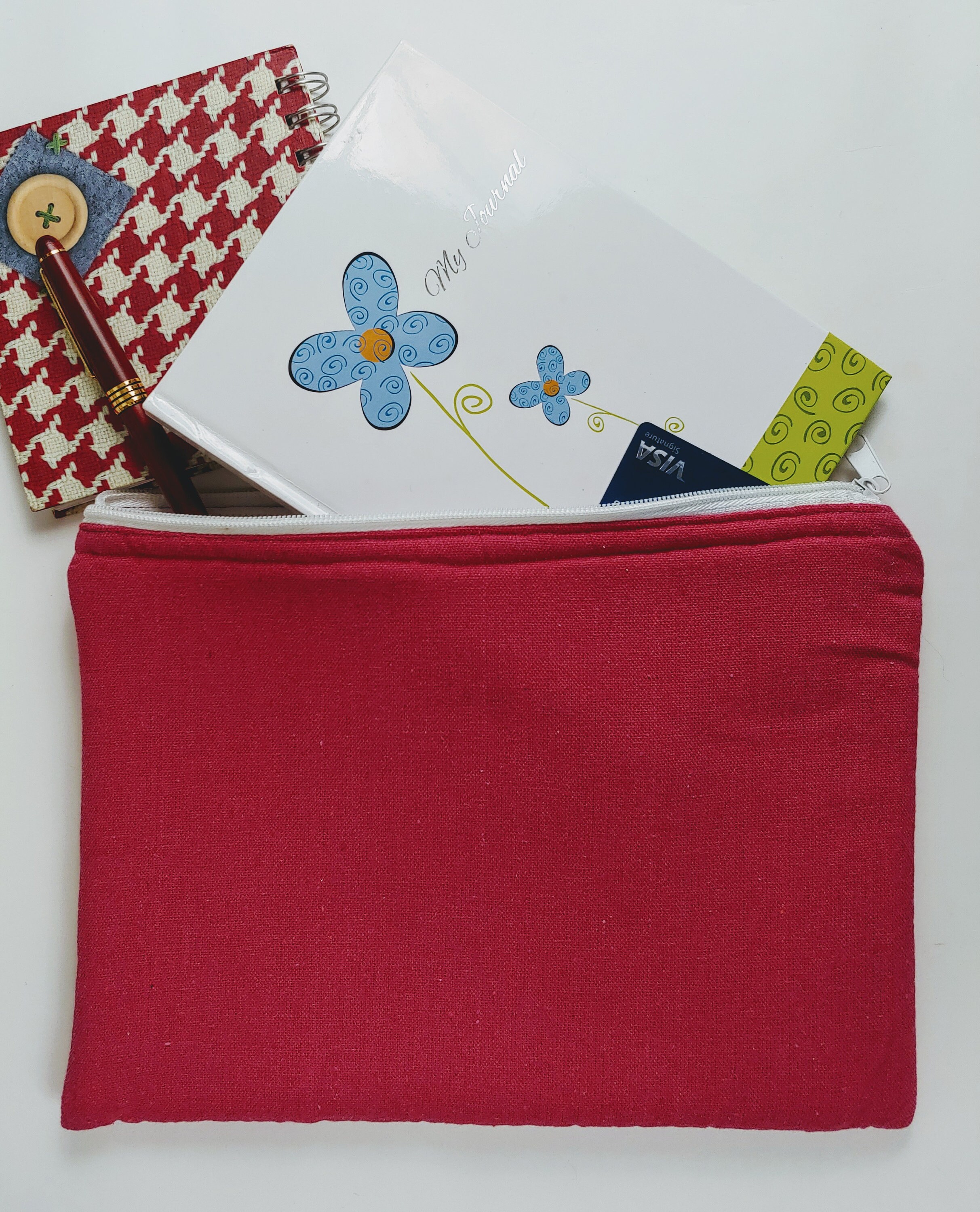 Pink Pencil Case, Hand Loomed Padded Bag, Accessory Case, Travel Wallet ...