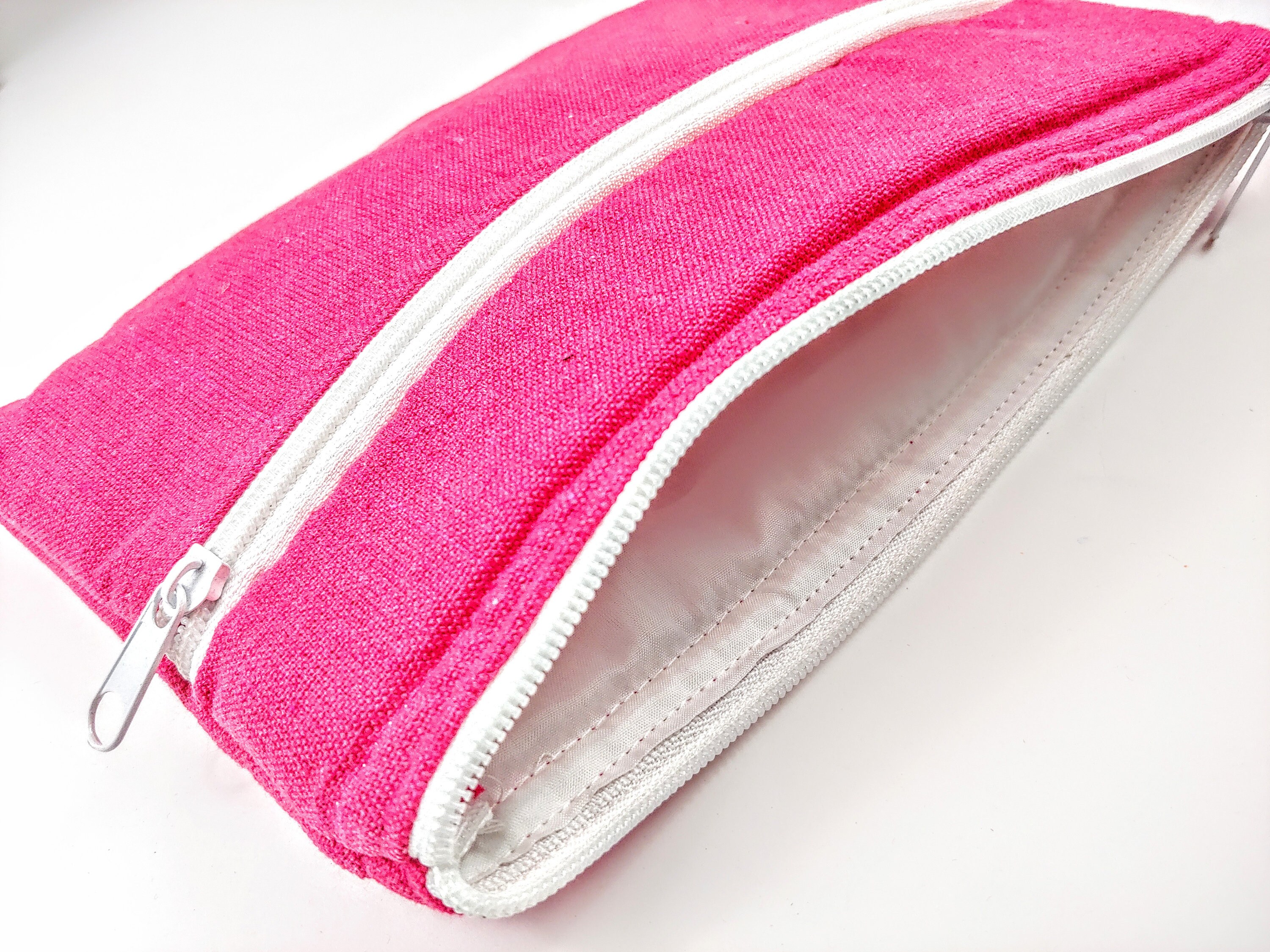 Pink Pencil Case, Two Pocket Zipper Pencil Case, Padded Pencil Case ...