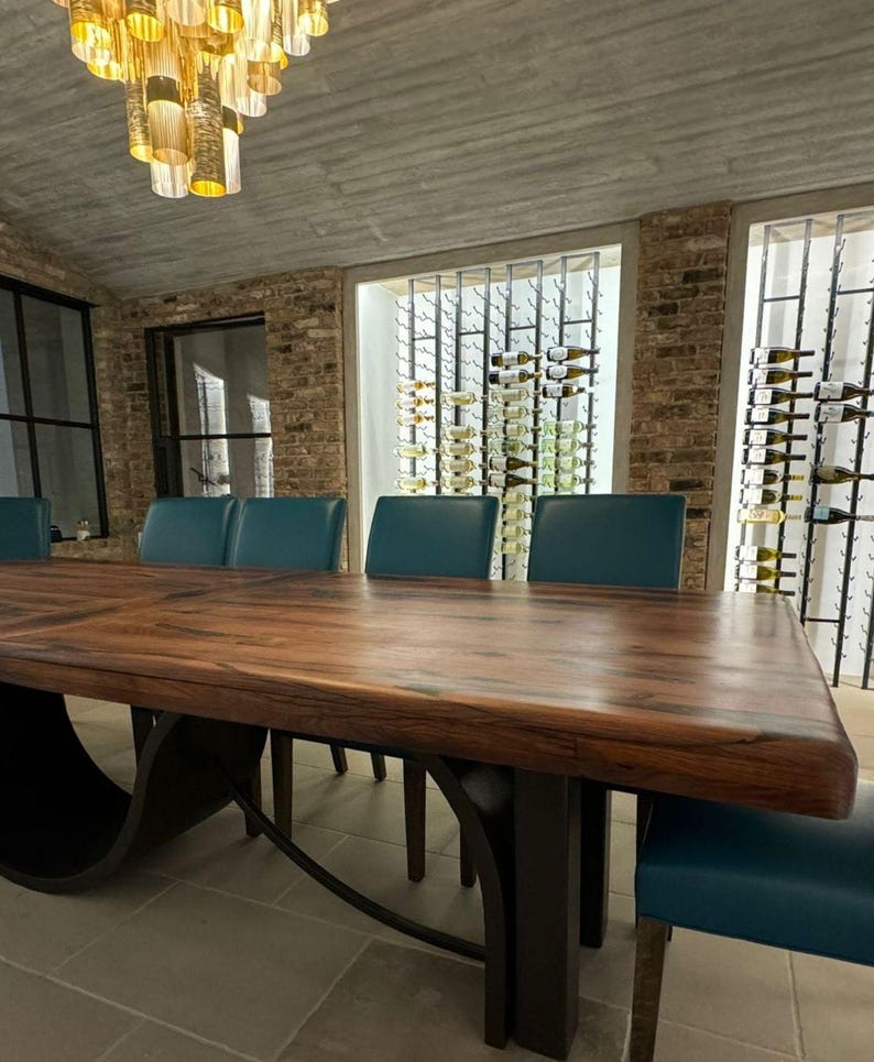 Hand-forged Iron & Mesquite Dining Table With Citrine Inlay - Etsy