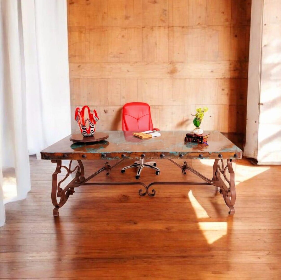 Mediterranean Rectangular Hand-forged Wrought Iron With Custom Oxidized ...