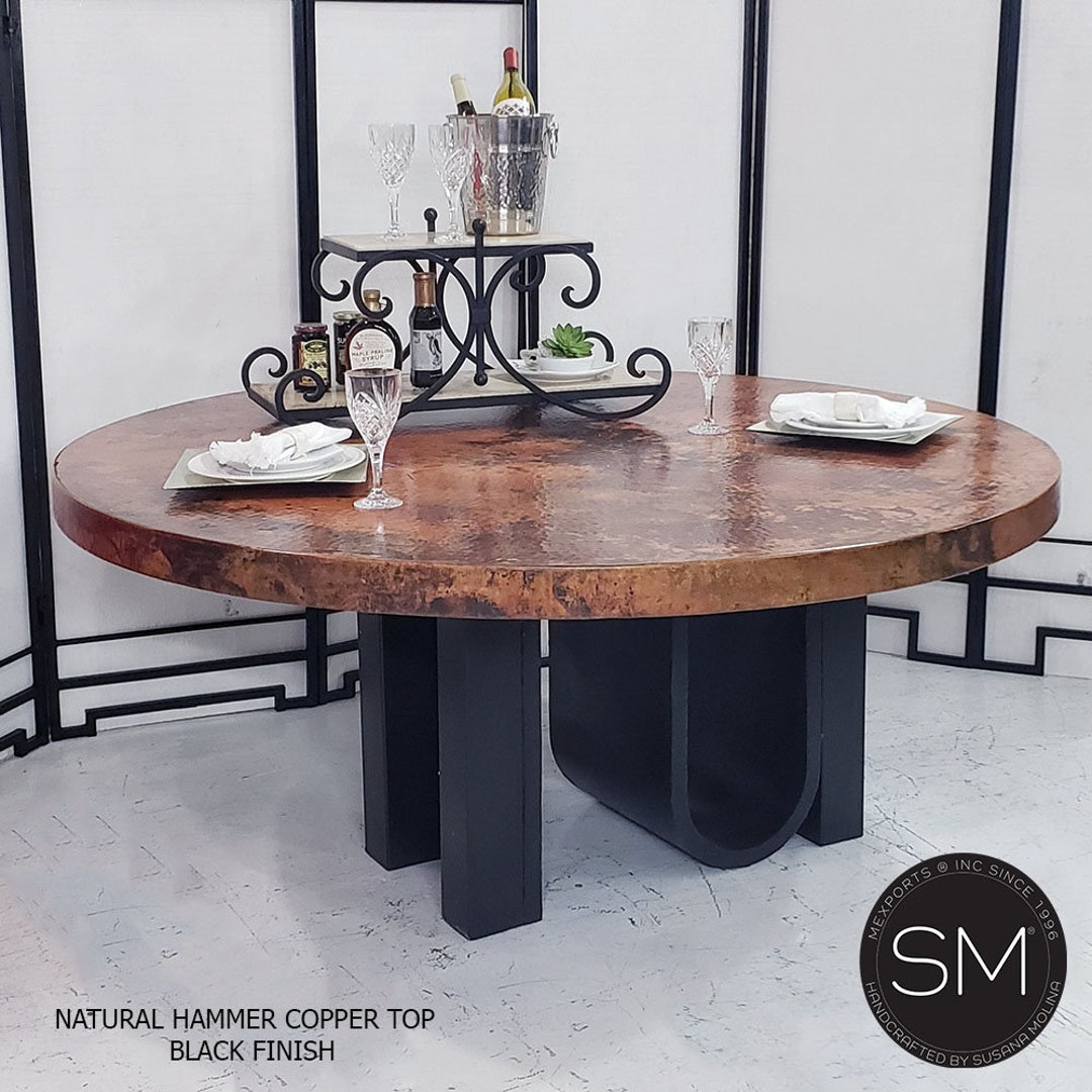 Contemporary Copper Round Dining Table by Mexports - Etsy
