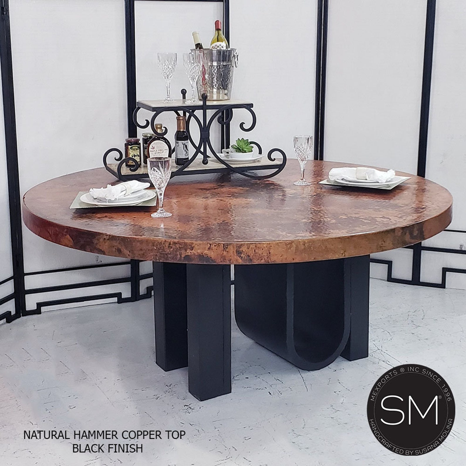 Contemporary Copper Round Dining Table by Mexports - Etsy