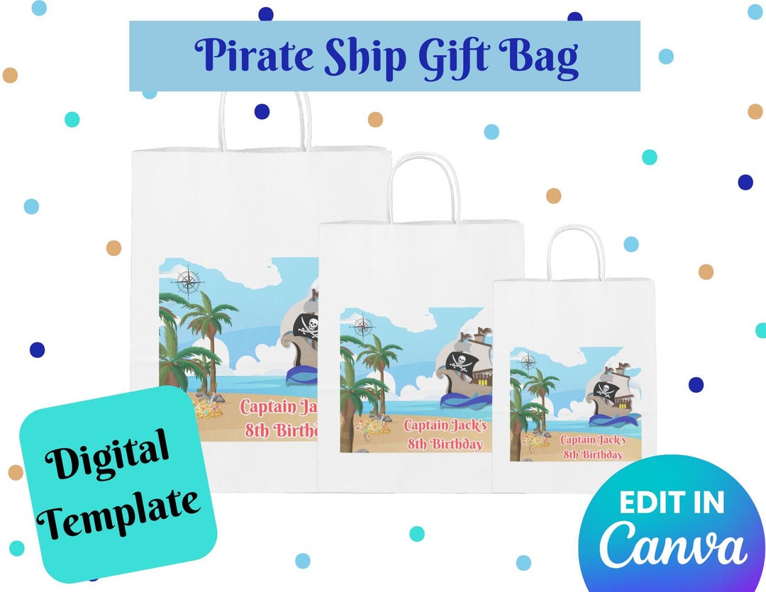 Pirate Ship Favor Gift Bag Digital Download - Etsy