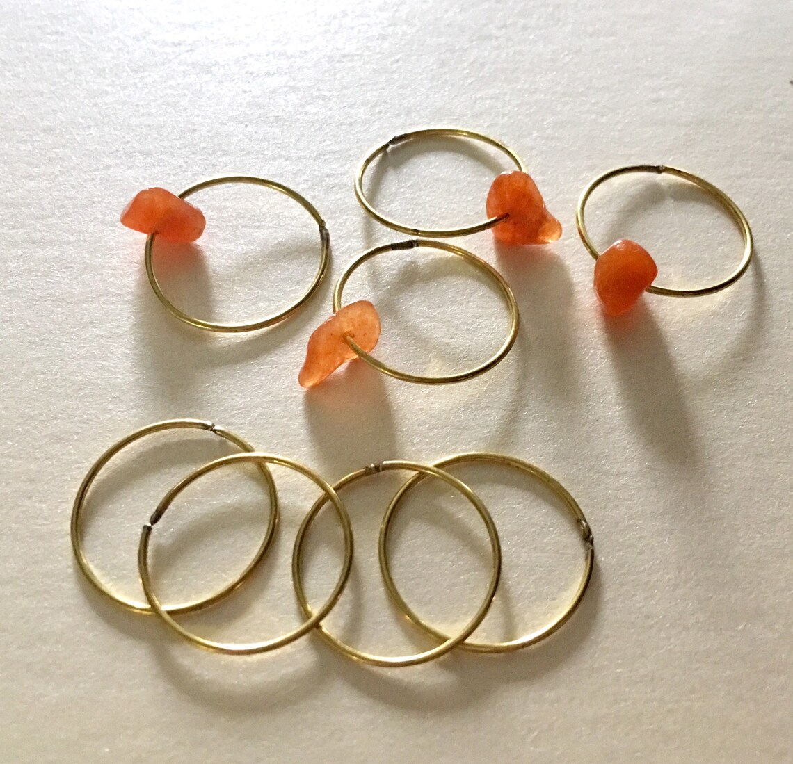 Stunning Natural Carnelian Hair Rings 4 and 4 Plain Goldtone - Etsy