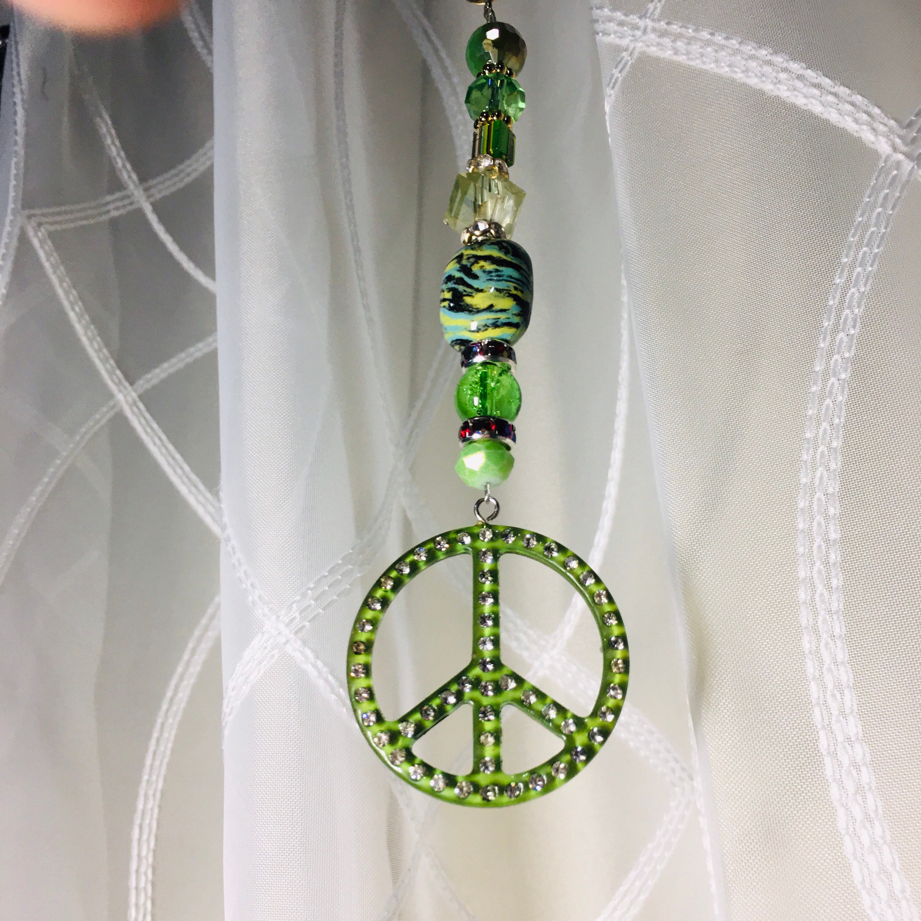 Stunning Green Peace Sign Crystal Sparkle Suncatcher Auto | Etsy