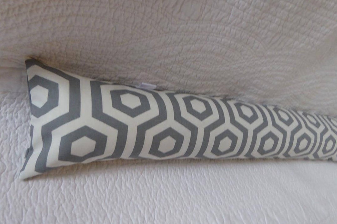 Draught Excluder Handmade 100% Cotton Fabric Geometric Retro Print Grey ...