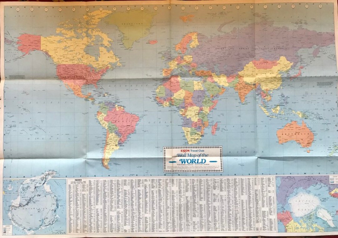 World Map Exxon Travel Club 1963 - Etsy